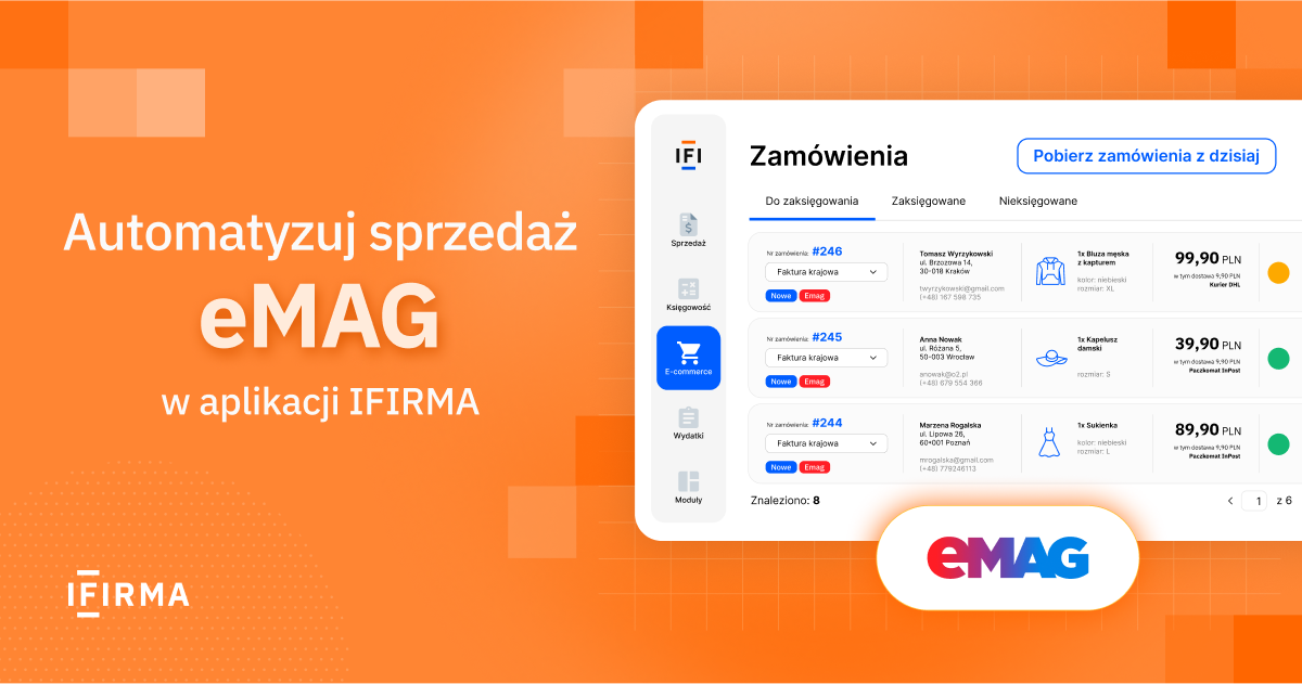 Integracja eMag z IFIRMA - poznaj wszystkie wygodne funkcje | ifirma.pl