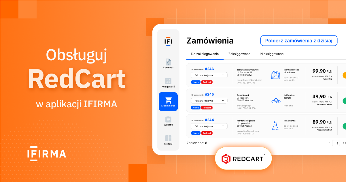 Integracja RedCart z IFIRMA - poznaj najważniejsze opcje | ifirma.pl